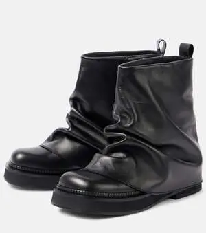 Attico Robin Leather Ankle Boots - Black