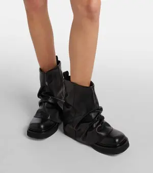 Attico Robin Leather Ankle Boots - Black