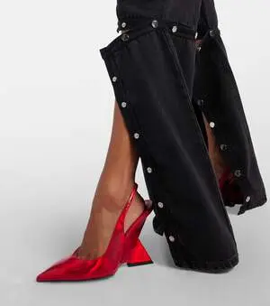 Attico Cheope Leather Slingback Pumps - Red