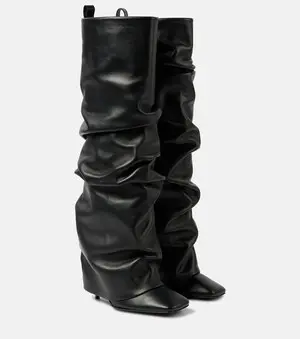 Attico Rea Leather Knee-high Boots - Black