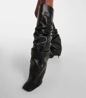 Attico Leather Knee-high Boots - Black