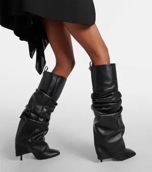 Attico Rea Leather Knee-high Boots - Black