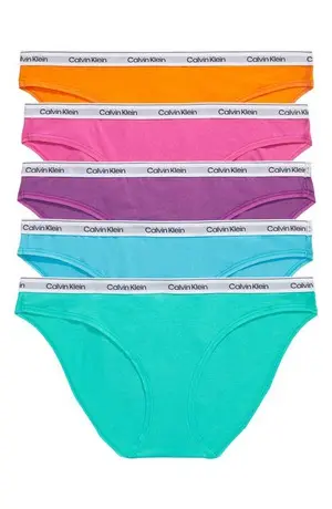 Calvin Klein Assorted 5-pack Logo Bikinis Orange Multi