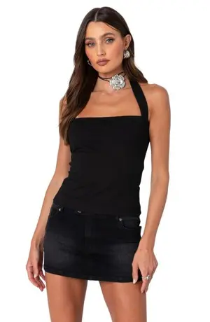 EDIKTED Marisol Halter Top - Black