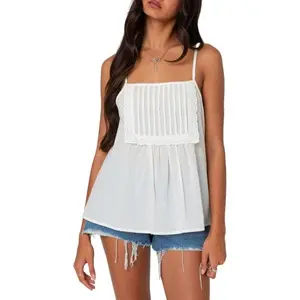 EDIKTED Eyelet Trim Pintuck Bib Camisole