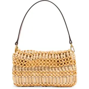 Staud Timmy Beaded Shoulder Bag - Natural Wood Beads