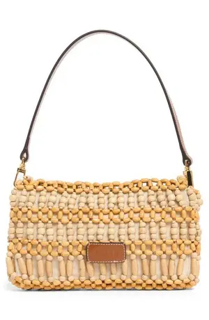Staud Timmy Beaded Shoulder Bag - Natural Wood Beads
