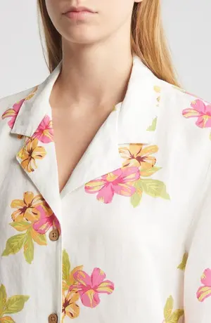 Rip Curl Cabana Floral Linen Blend Camp Shirt