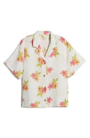 Rip Curl Cabana Floral Linen Blend Camp Shirt