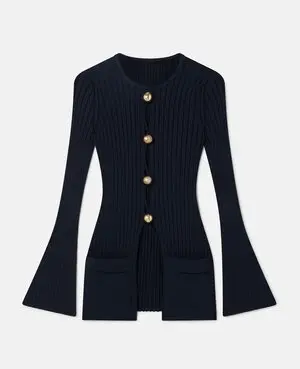 Stella McCartney Ribbed Long Sleeve Cardigan - Deep Navy
