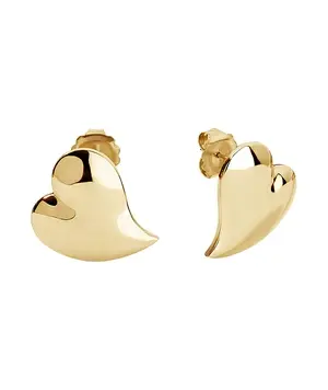 Stephanie Gottlieb Gold Medium Puffy Heart Studs