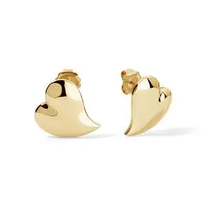 Stephanie Gottlieb Gold Medium Puffy Heart Studs