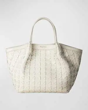 SERAPIAN Serapian Mini Secret Mosaic Leather Top-Handle Bag - Off White