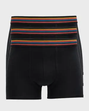 Paul Smith Apos;s 3-pack Striped Waistband Trunks - Black
