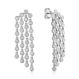 Stephanie Gottlieb 4 Row Diamond Waterfall Stud Earrings