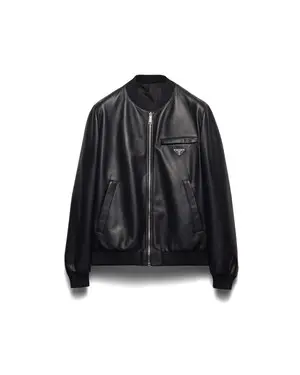 Prada Reversible Nappa Leather Bomber Jacket - Black