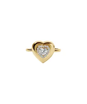 Stephanie Gottlieb Mini Diamond Heart Button Ring