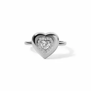 Stephanie Gottlieb Mini Diamond Heart Button Ring