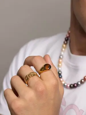 NIALAYA JEWELRY Tiger-eye Signet Ring