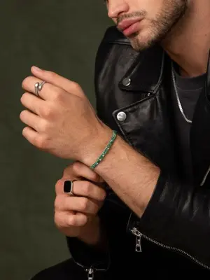 NIALAYA JEWELRY Logo-engraved Beaded Bracelet - Green