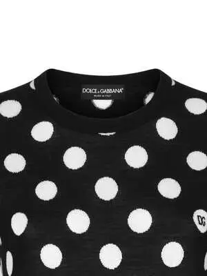 Dolce & Gabbana Polka Dot Intarsia-knit Top - Black