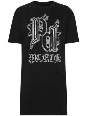 Philipp Plein Crystal-logo T-shirt Dress - Black