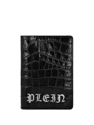 Philipp Plein Gothic Plein Crocodile-embossed Passport Cover - Black