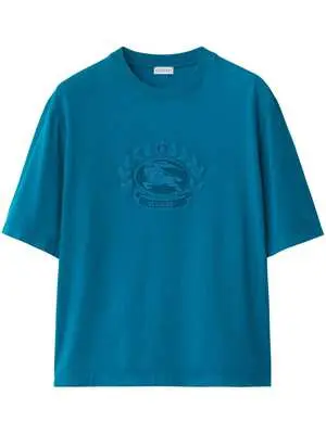 Burberry Oak Leaf Crest Embroidered Cotton T-shirt - Blue
