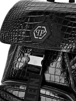 Philipp Plein Crocodile-embossed Leather Backpack