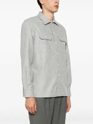 Brunello Cucinelli Mélange-effect Wool Shirt - Grey