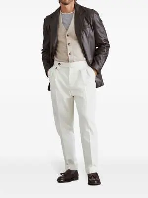 Brunello Cucinelli Single-breasted Leather Blazer