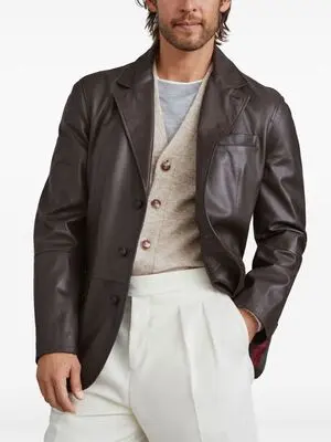 Brunello Cucinelli Single-breasted Leather Blazer
