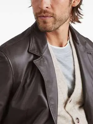 Brunello Cucinelli Single-breasted Leather Blazer