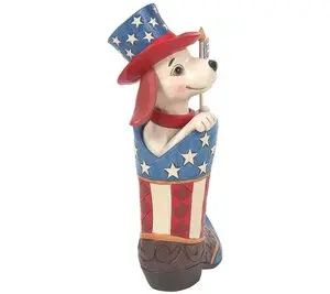 JIM SHORE Boot With Dog Holding Flag Figurine