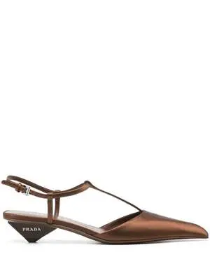 Prada Prada Satin Slingback Pumps - Brown