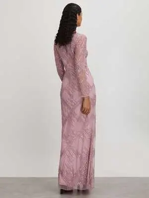 RAISHMA Embellished Mesh Sleeve Maxi Dress