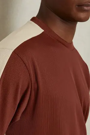 REISS Canyon Oversized Plisse Crew Neck T-shirt