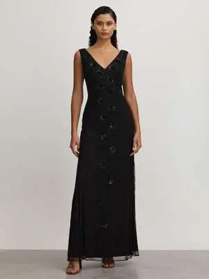RAISHMA Embellished Mesh Maxi Dress
