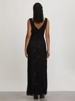 RAISHMA Embellished Mesh Maxi Dress