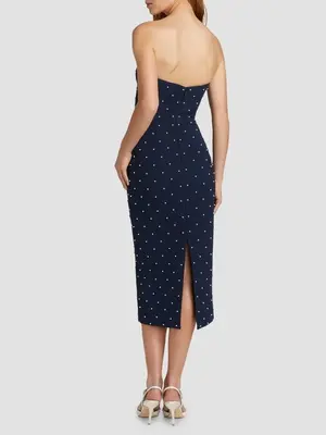 Rebecca Vallance Veronica Pearl Bow Strapless Midi-dress