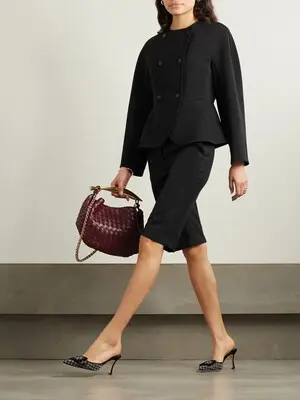 Max Mara Fronda Double-breasted Stretch-crepe Peplum Jacket
