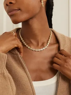 KOLOURS JEWELRY Hexagon Extra Large 18-karat Diamond Necklace