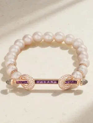 ANANYA 18-karat Rose Multi-stone Bracelet - Gold