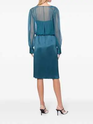 Alberta Ferretti Sheer-overlay Midi Dress