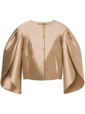 Alberta Ferretti Petal-sleeve Mikado Jacket - Neutrals