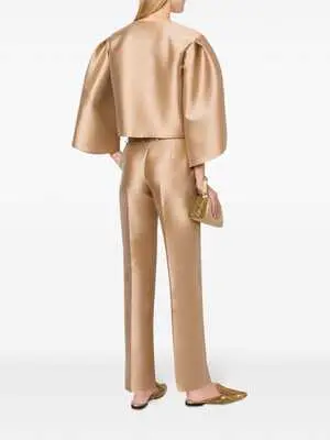 Alberta Ferretti Petal-sleeve Mikado Jacket - Neutrals