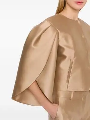 Alberta Ferretti Petal-sleeve Mikado Jacket - Neutrals