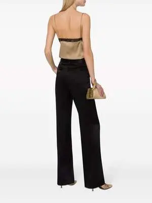 Alberta Ferretti Lace-trim Satin Blouse - Neutrals