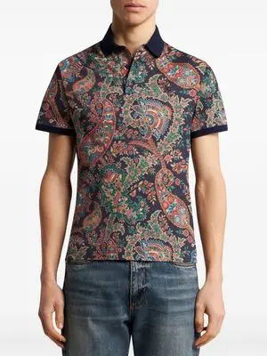 Etro Floral Paisley Print Polo Shirt - Blue