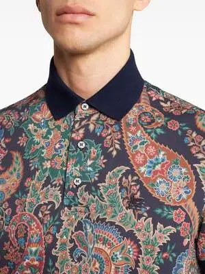 Etro Floral Paisley Print Polo Shirt - Blue